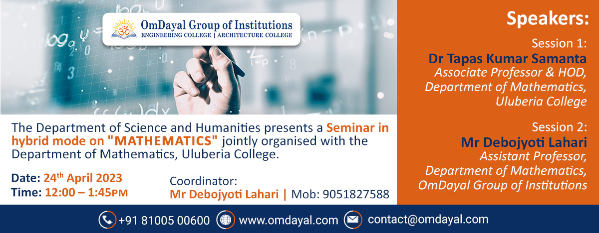 Webinar On Mathematics Omdayal Group Of Institutions